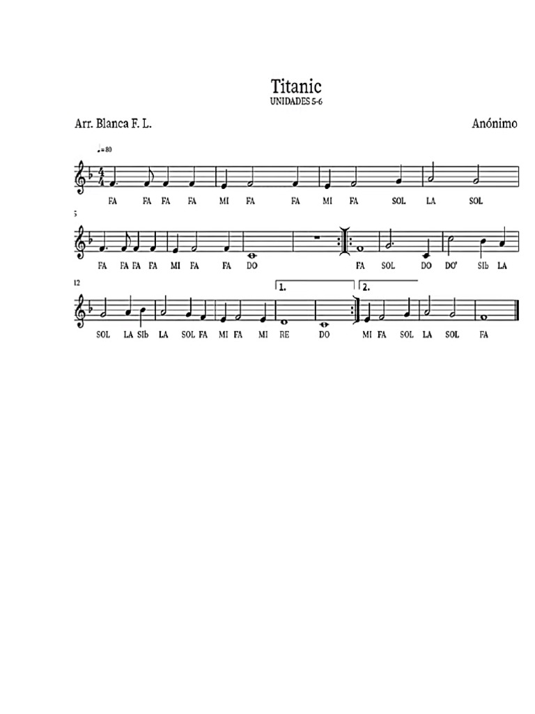 Titanic - Arr. Blanca F.L | PDF