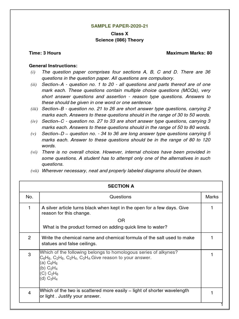 Science Sample Paper | PDF | Ion | Series And Parallel Circuits