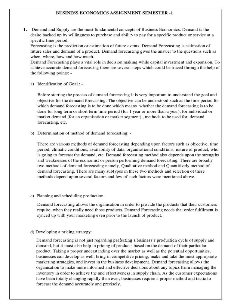 Demand Forecasting in Business Economics | PDF | Forecasting | Economics