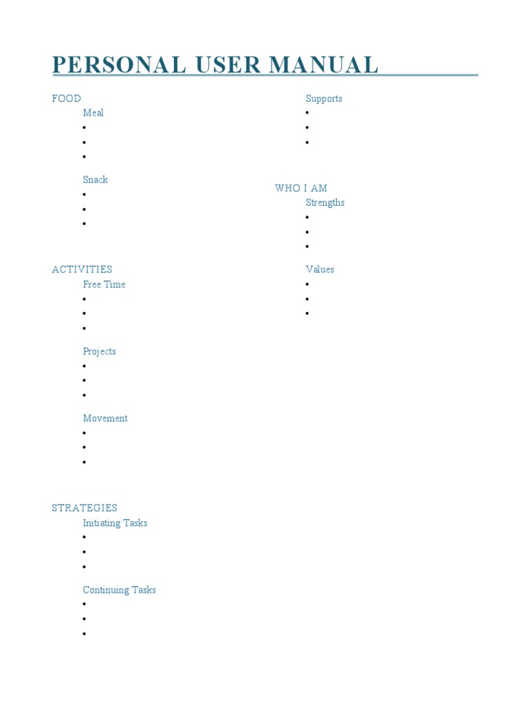Personal User Manual Template | PDF