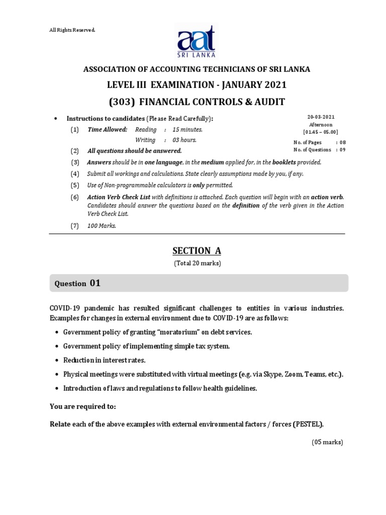 AAT Past Paper | PDF | Going Concern | Audit