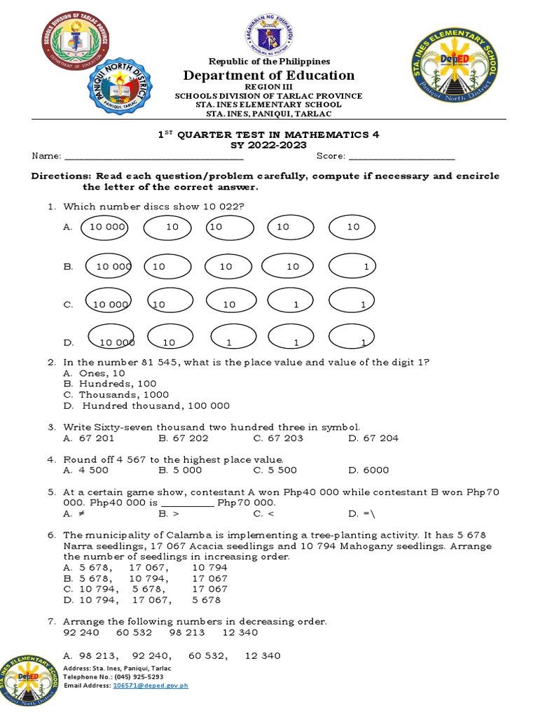 Mathematics 4 | PDF | Division (Mathematics) | Elementary Mathematics