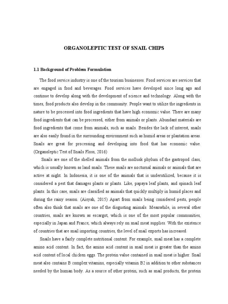 Organoleptic Test of Suna Cekuh Seasoned Snail Chips | Download Free ...
