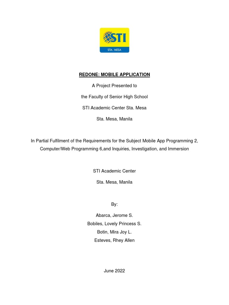 Redone App Documentation | PDF | Mental Disorder | Psychological Resilience