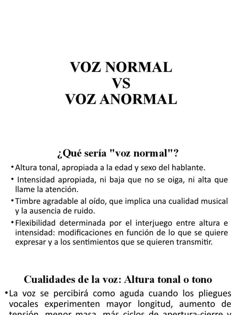Voz Normal Vs Voz Anormal. Síntomas Vocales. | PDF | Tos | Sonido
