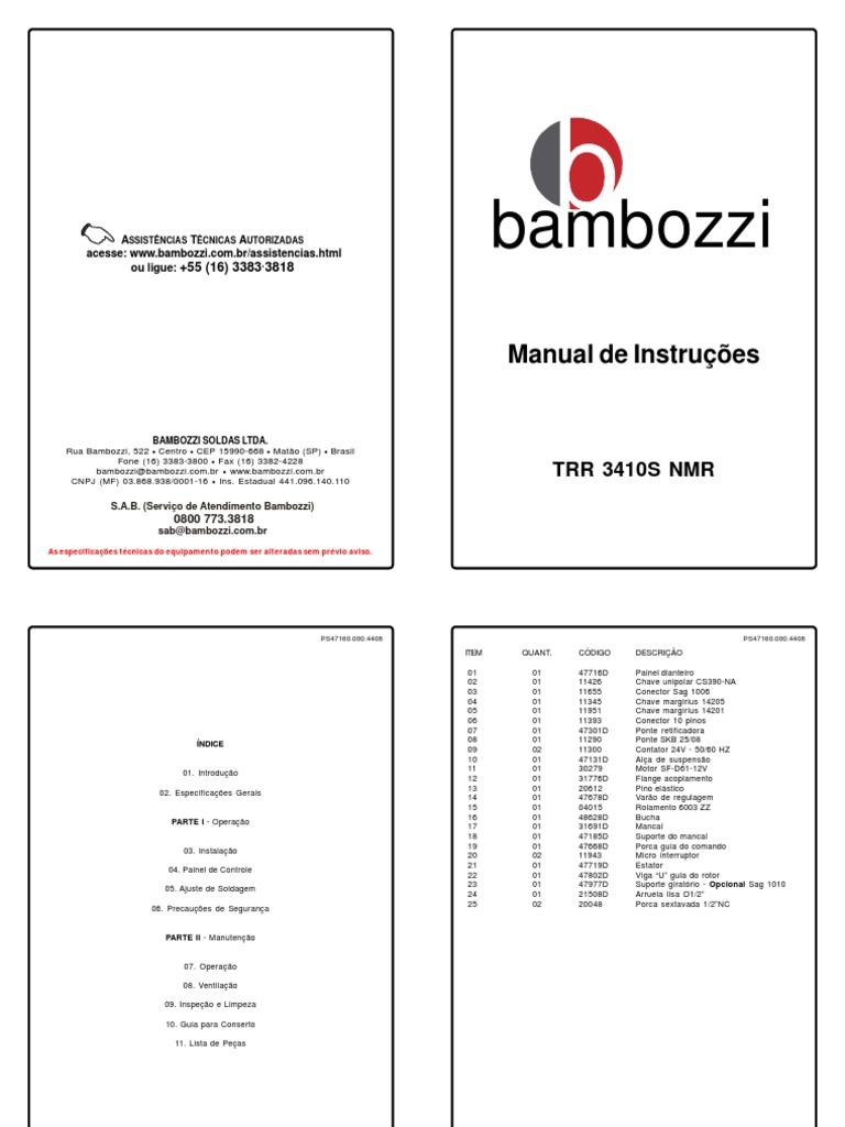 Bambozzi Manual de Instruções TRR 3410S NMR +55 (16) 3383 S.a.B ...