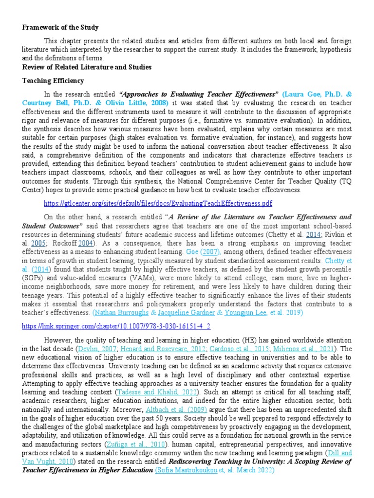 Analyzing Factors That Influence Teacher Effectiveness Based on a Review of Related Literature ...