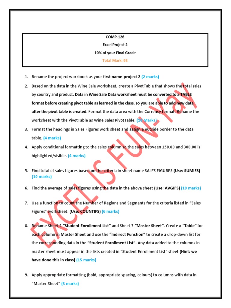 Excel Project 2 Instructions - 1229 | PDF