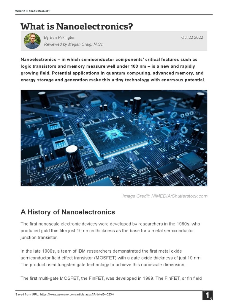 What Is Nanoelectronics | PDF | Mosfet | Field Effect Transistor