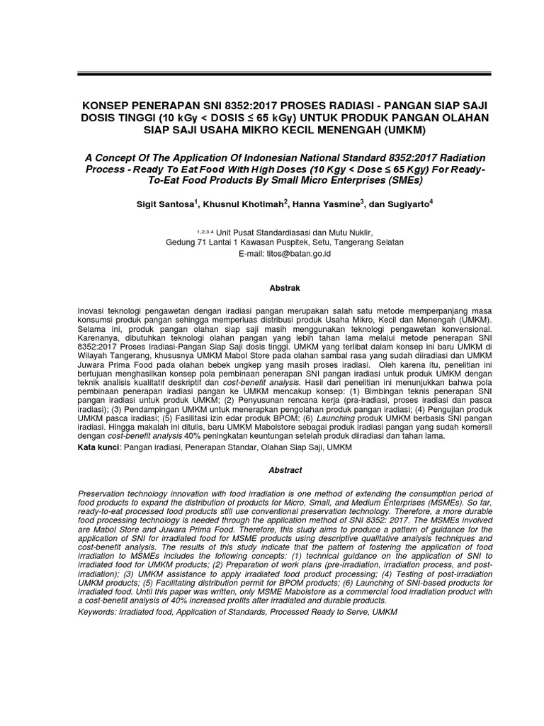 Penerapan Iradiasi Pangan untuk UMKM | PDF