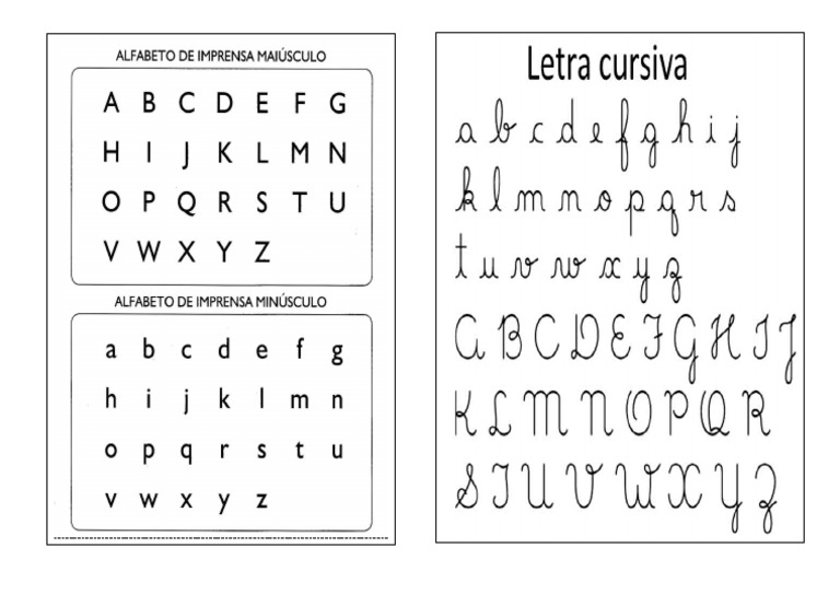 Alfabeto Letra de Forma e Cursiva | PDF