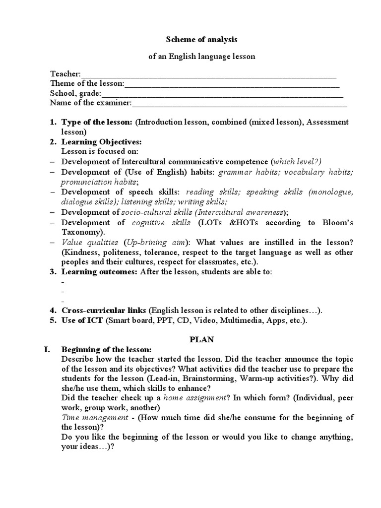 Scheme of Analysis | PDF | Teachers | Educational Technology