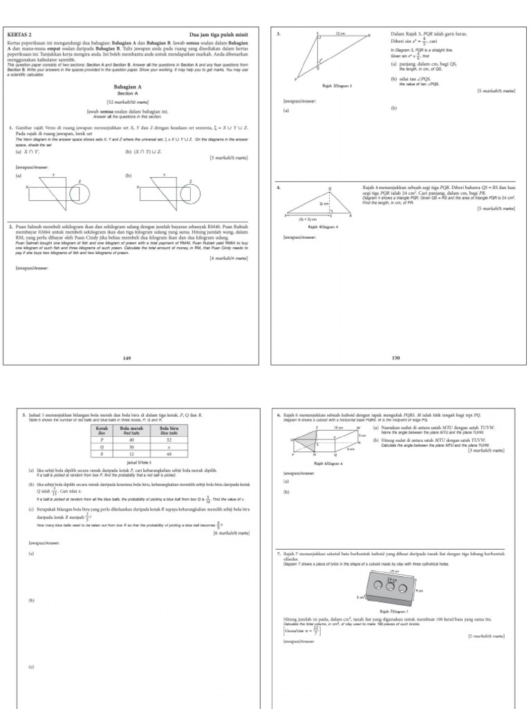 Math PAT Form 4 2022 KSSM K2 by Fariz | PDF