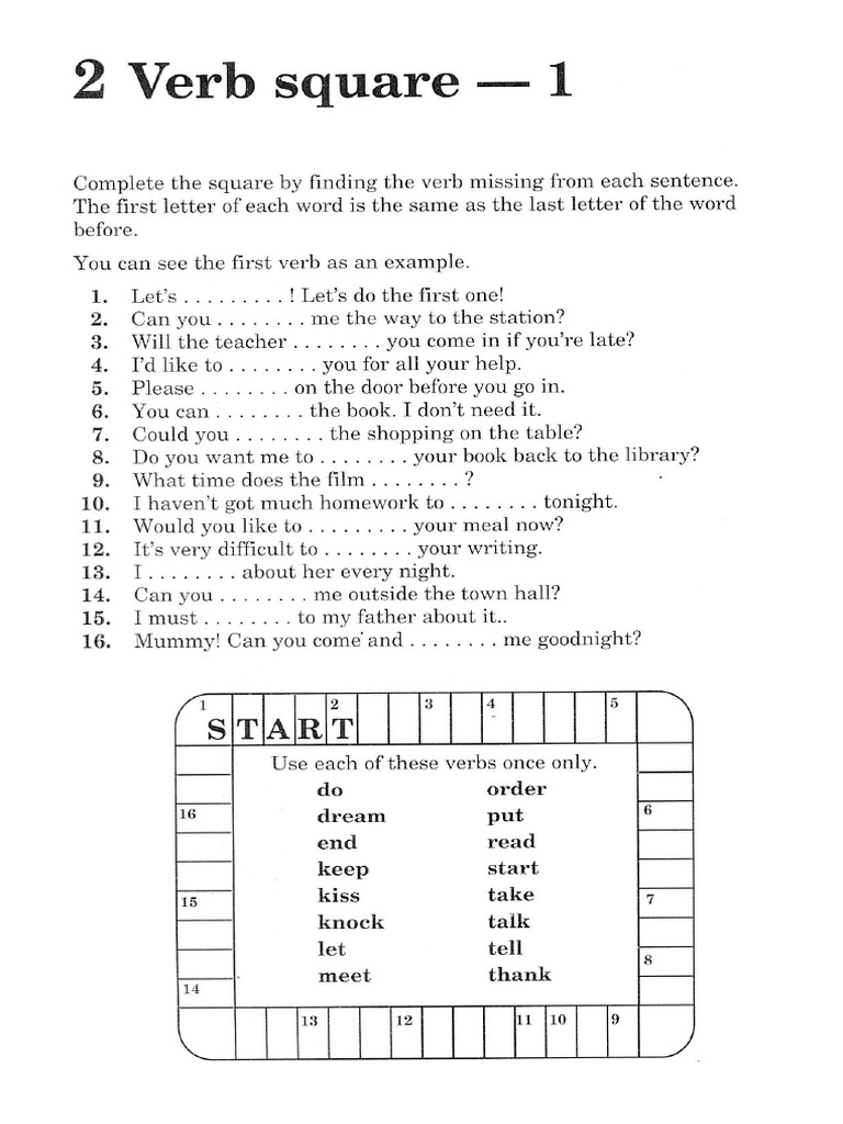 Verb Square EASY | PDF