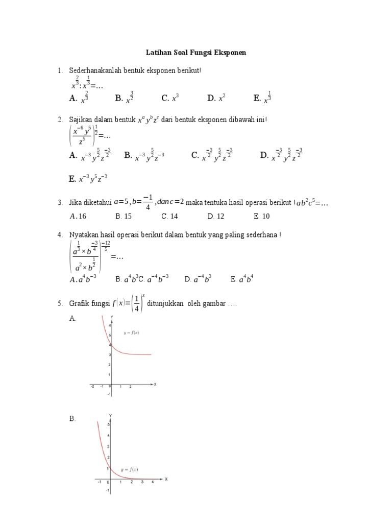 Latihan Soal Fungsi Eksponen | PDF Latihan Soal Fungsi Eksponen | PDF