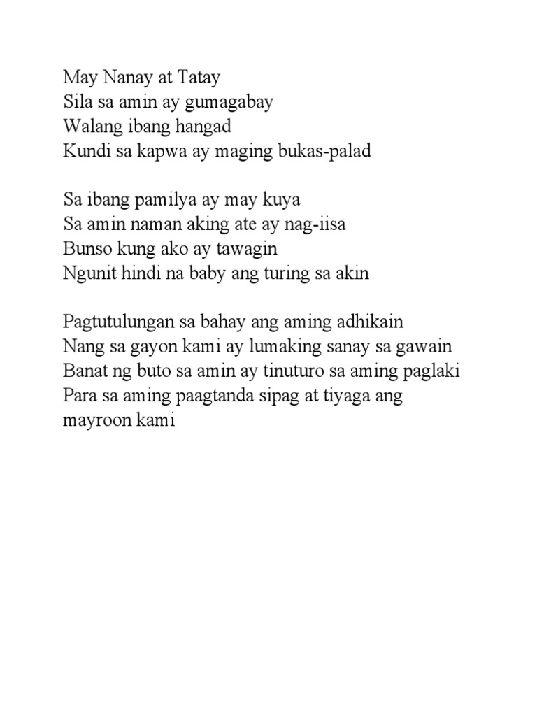 May Nanay at Tatay - Tula | PDF