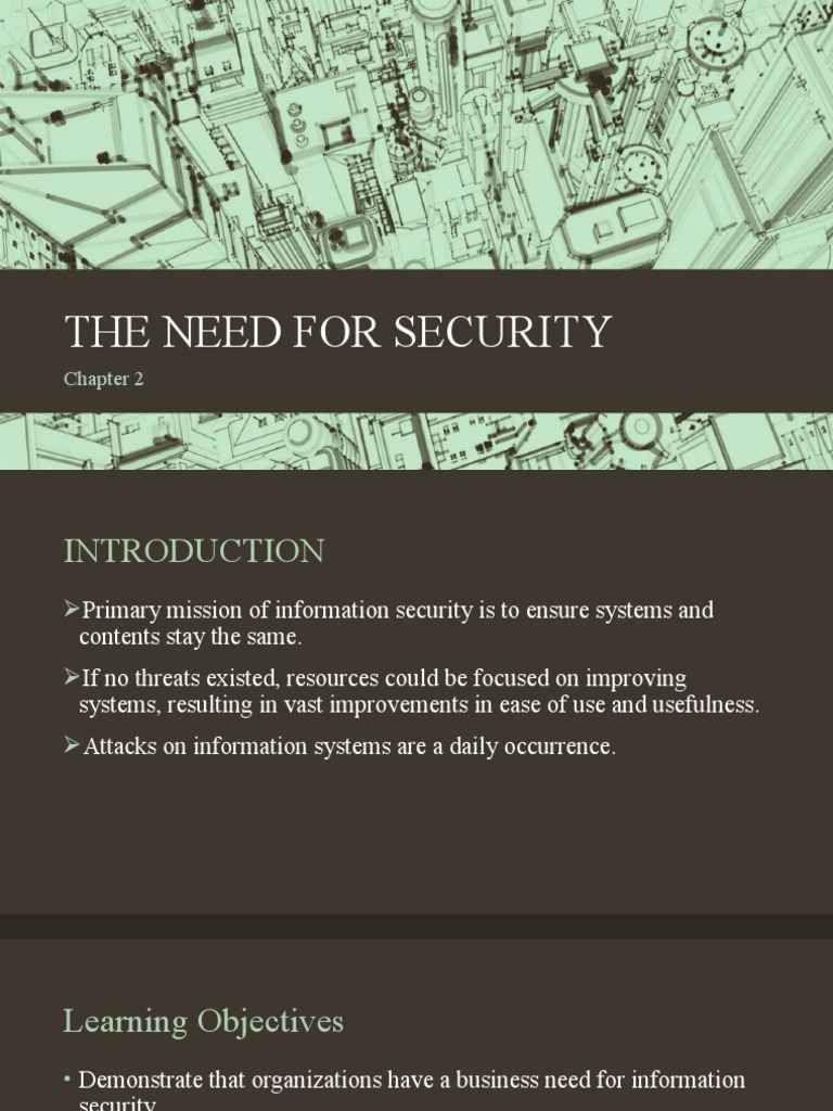 Chapter 2 - The Need For Security | PDF | Information Security | Security