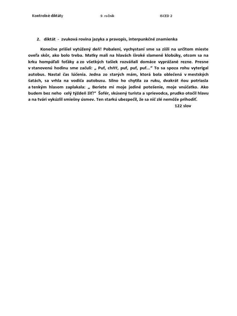 Kontrolný Diktát Č. 2 | PDF