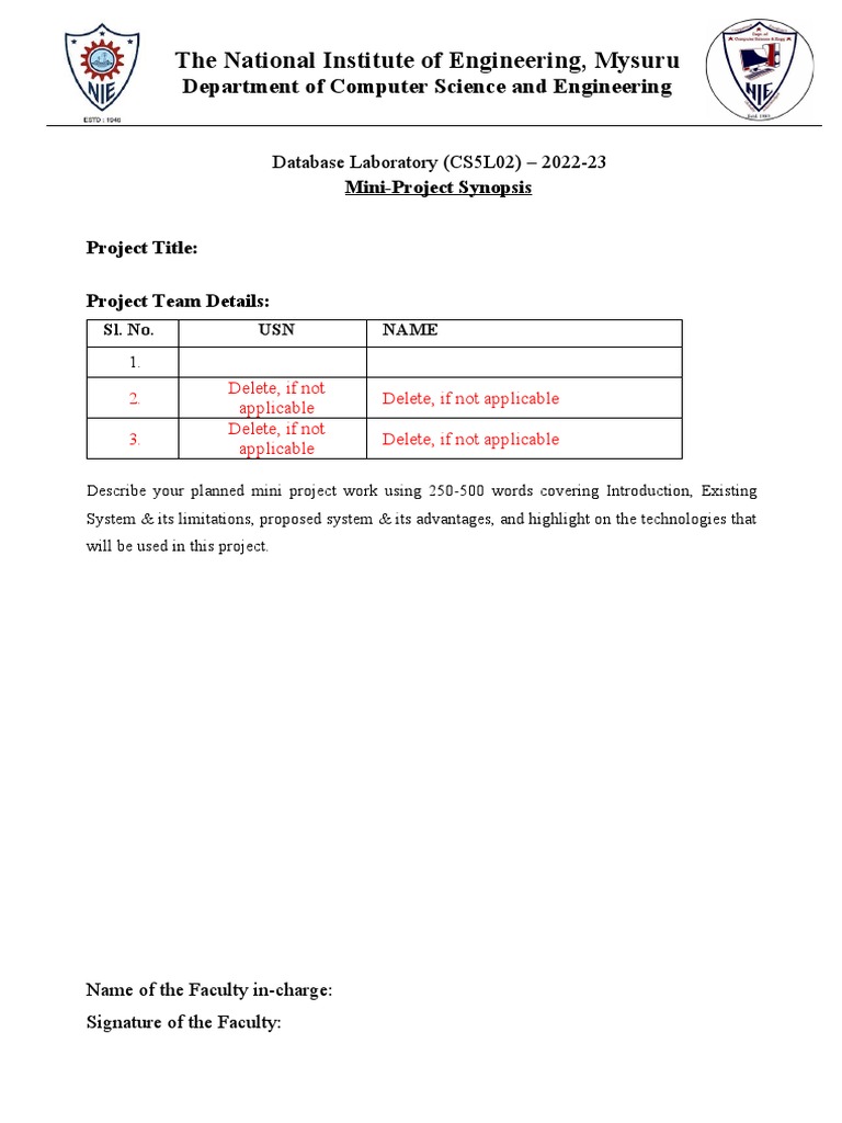 Mini Project Synopsis | PDF | Computers