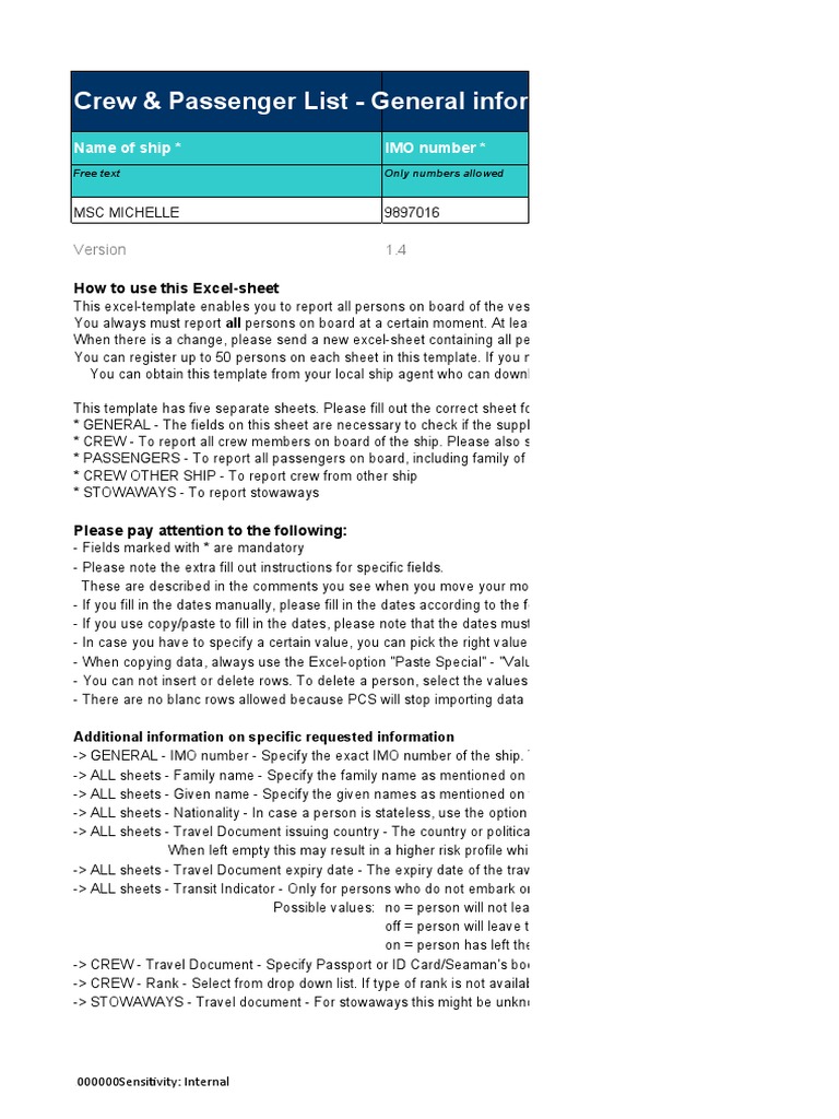 Crew and Passenger List Template | PDF | Sailor | National Security