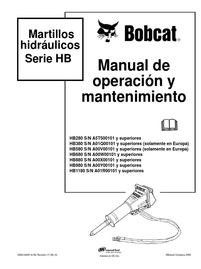 Manual de Operacion Martillos HB280 380 680 880 980 1180 Español | PDF ...