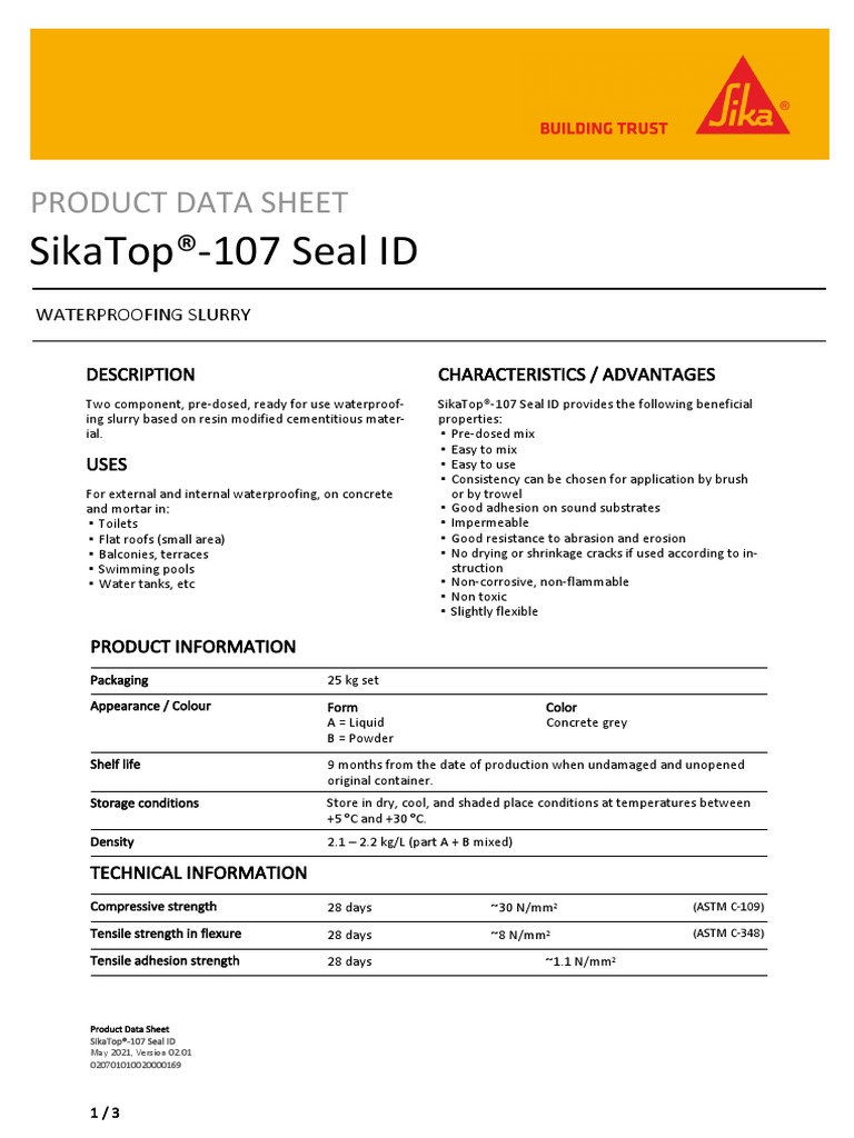 Sikatop - 107 Sealid 221102 105735 | PDF | Concrete | Cement