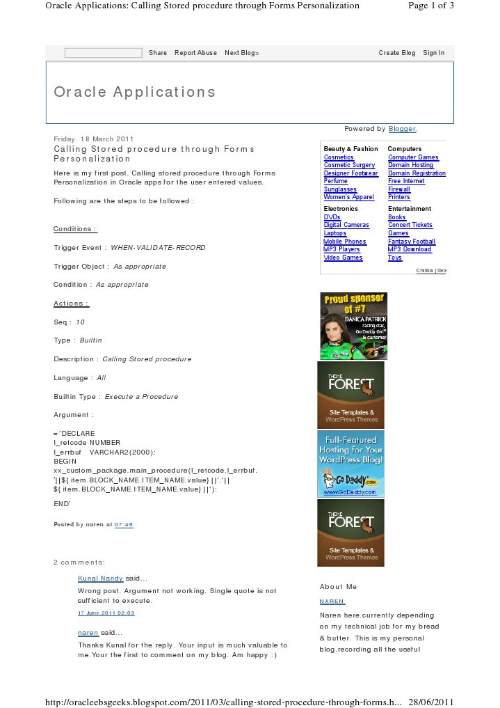 Calling Stored Procedure Through Forms Personalization | PDF Calling Stored Procedure Through Forms Personalization | PDF