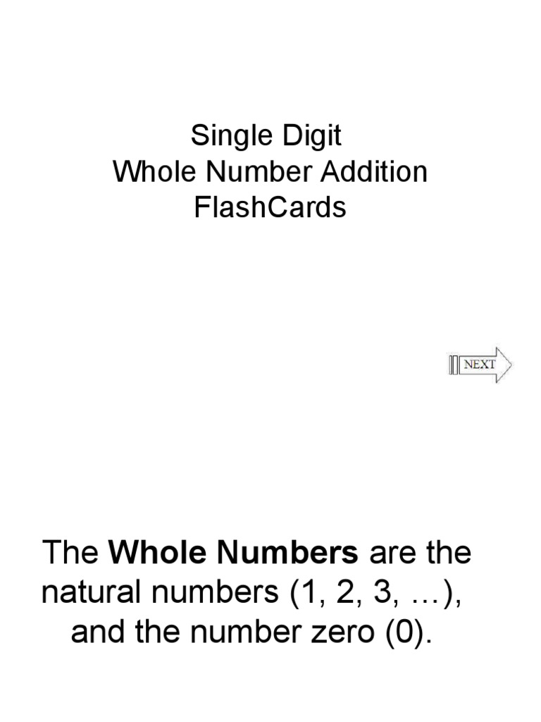 Single Digit Whole Number Addition Flash Cards | PDF
