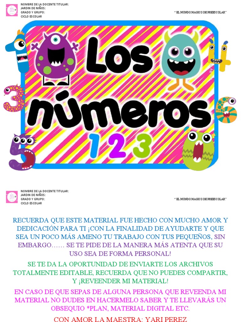 Plan, Conozco Los Números, Mundo Magico Preescolar | PDF | Educación de ...