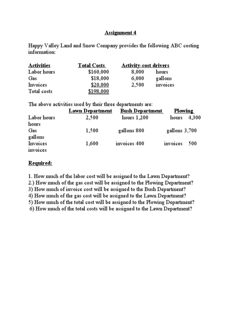Assignment 4 Cost Accounting Pdf