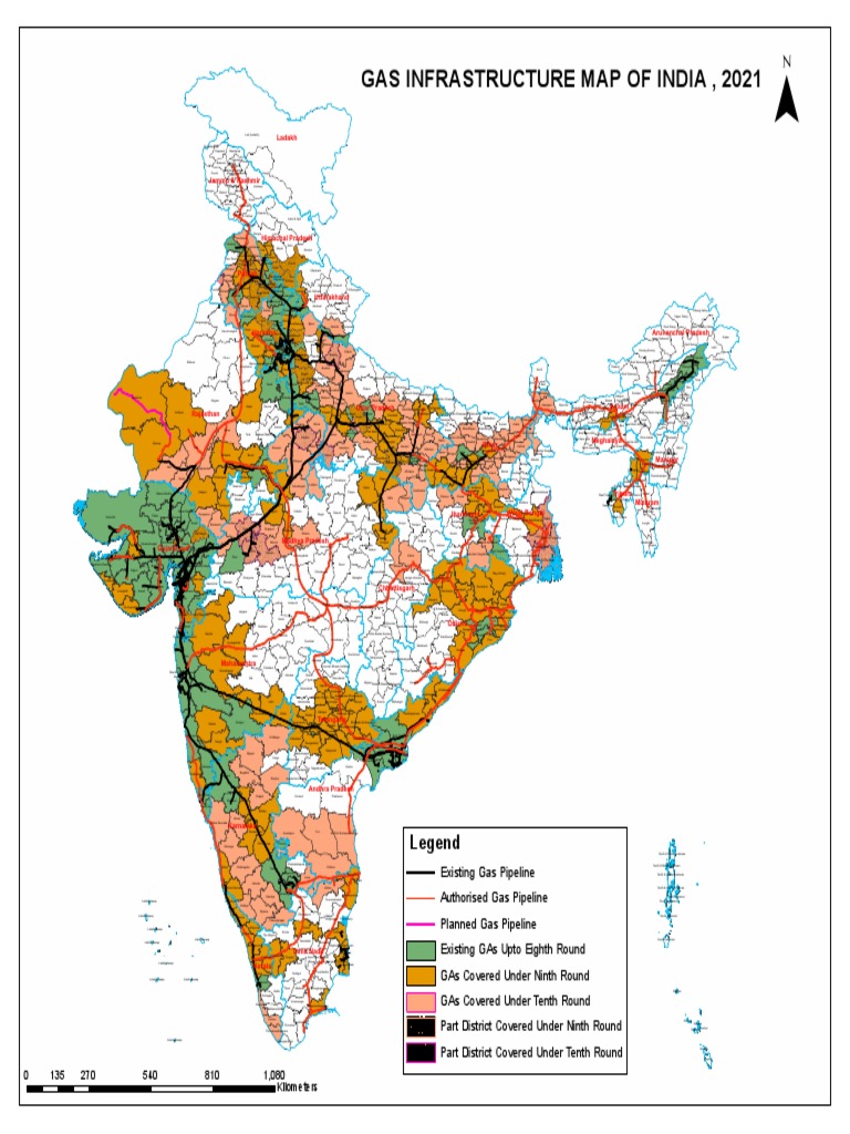Gas Infrastructure Map of India 2021 | PDF