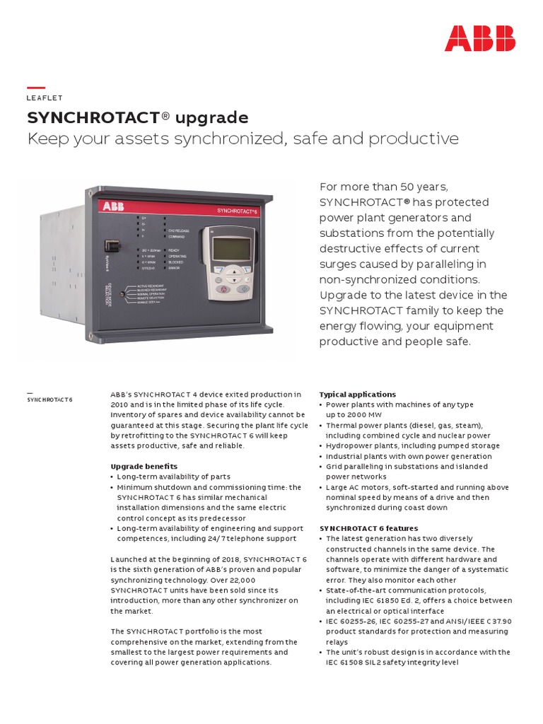 Synchrotact 4 To 6 Upgrade | PDF | Power Station | Electricity Generation