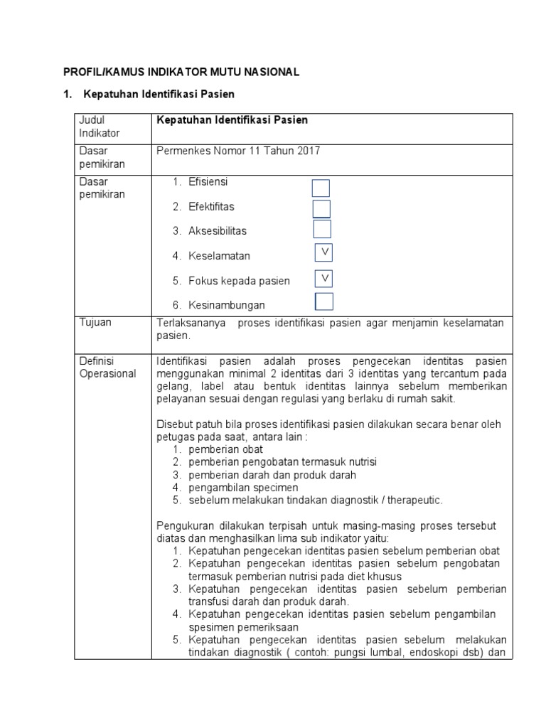 Profil Indikator Mutu Nasional | PDF