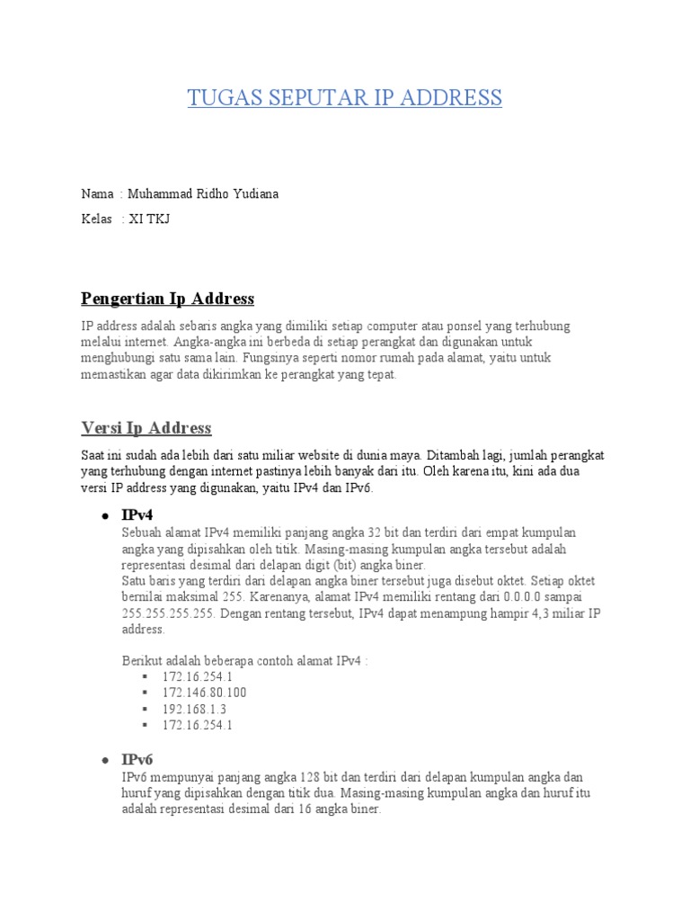 Materi Seputar Ip Address Pdf 