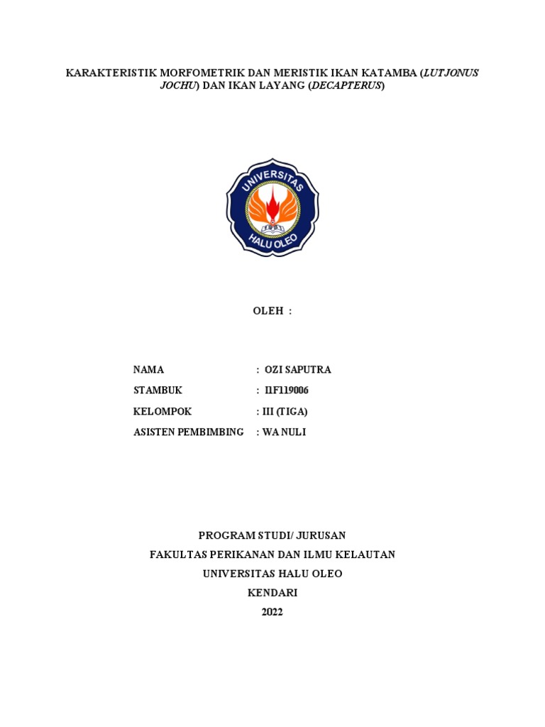 Karakteristik Morfometrik Dan Meristik Ikan Katamba | PDF