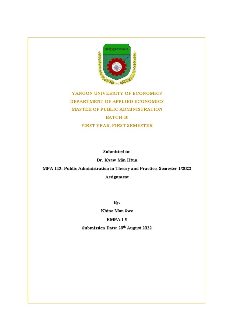 EMPA 113 - Assignment I | PDF | Public Administration | Theory