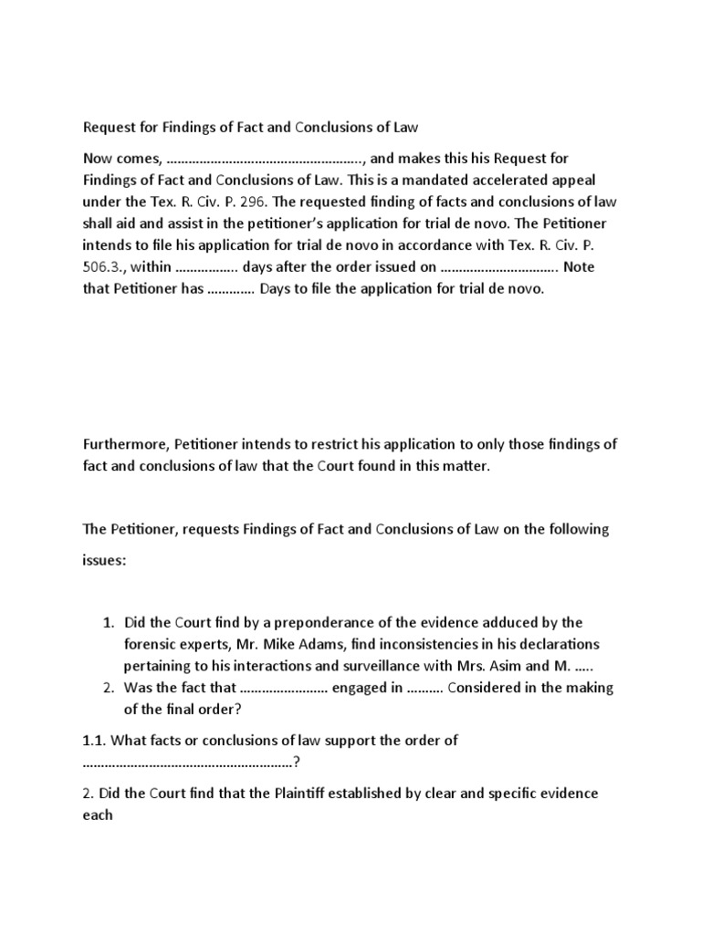 Legal Findings Request | PDF | Defamation | Burden Of Proof (Law)