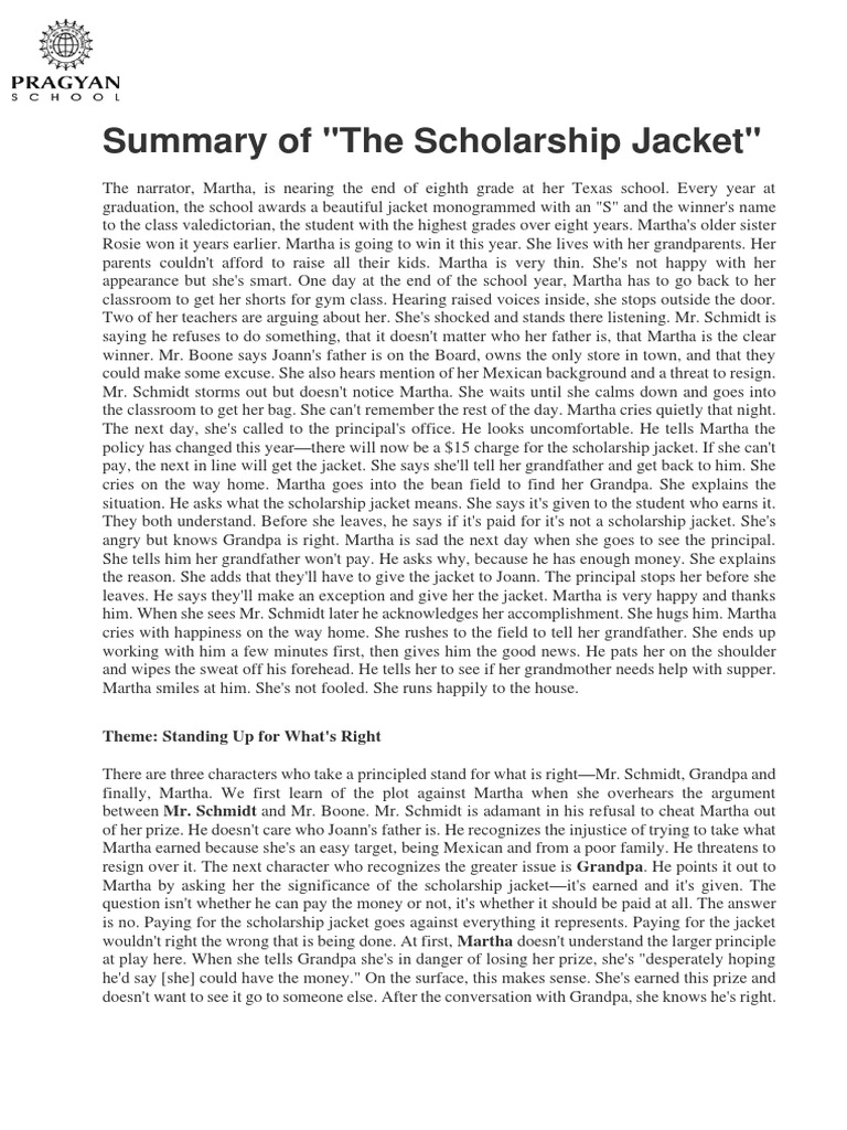 The Scholarship Jacket-Summary | PDF | Grandparent