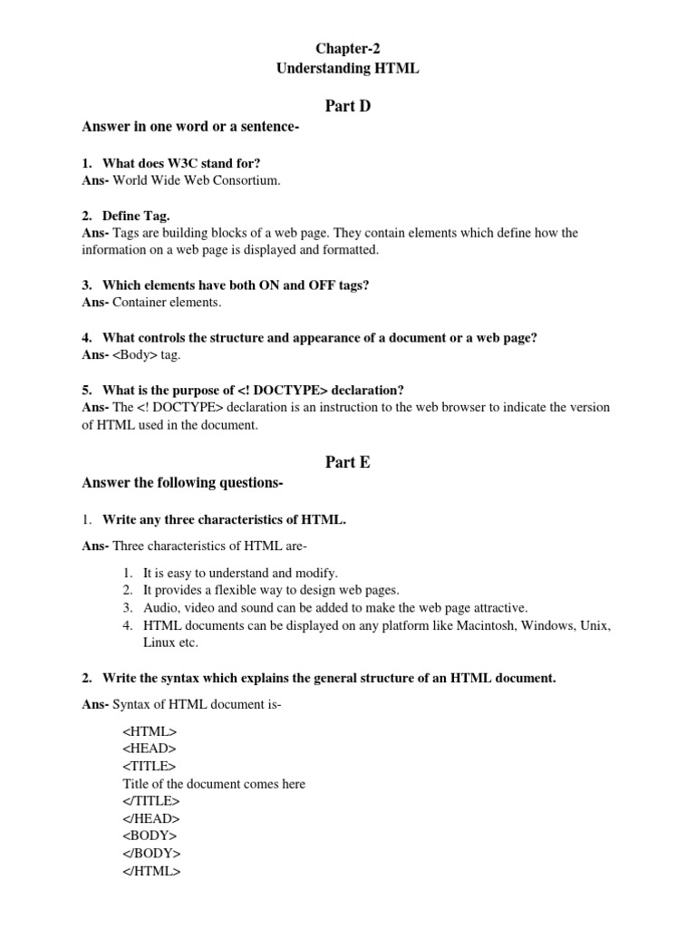 Chapter 2 Understanding Html Pdf Html Html Element 4698