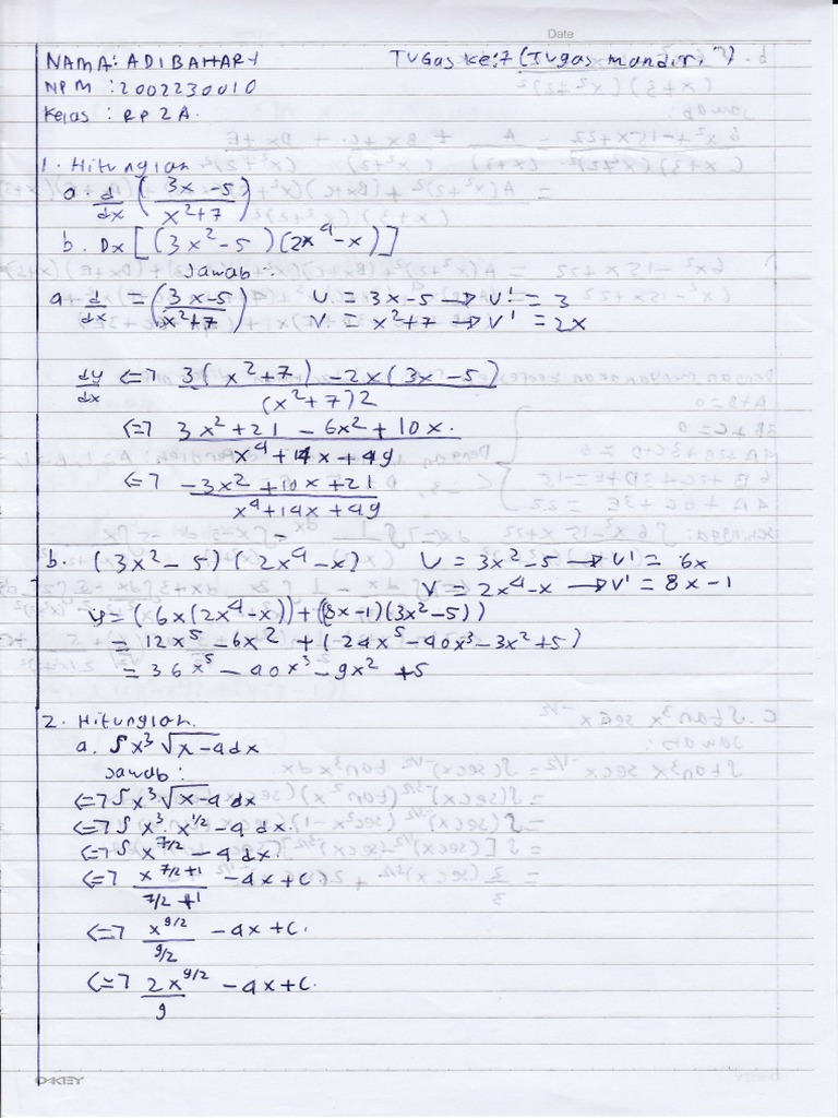 Tugas Kalkulus2 Tugas Ke 7 (Tugas Mandiri) . | PDF | Teaching Methods & Materials
