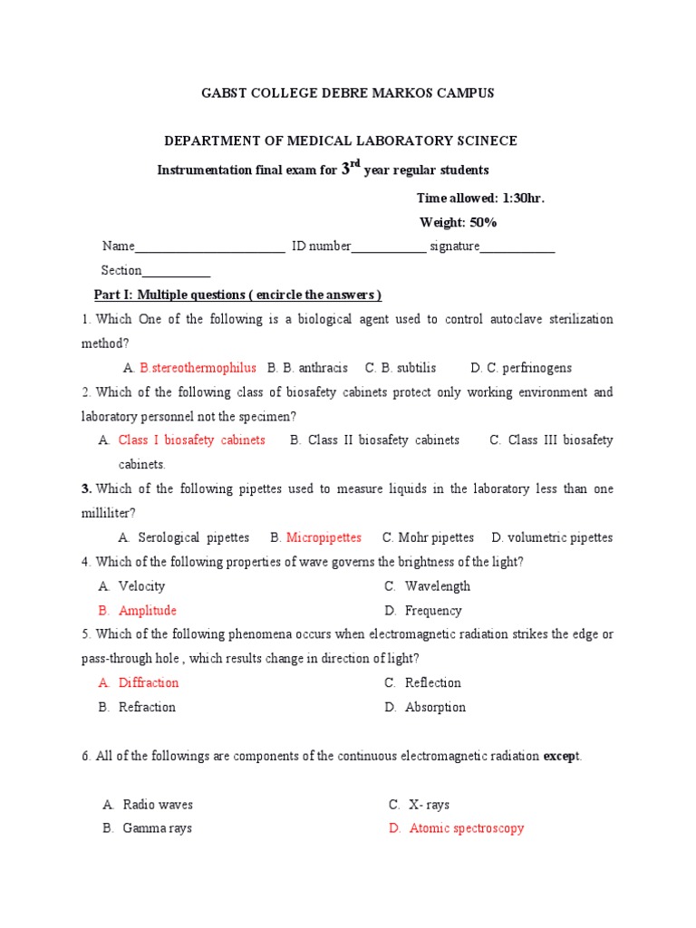 Instrumentation Final Exam | PDF