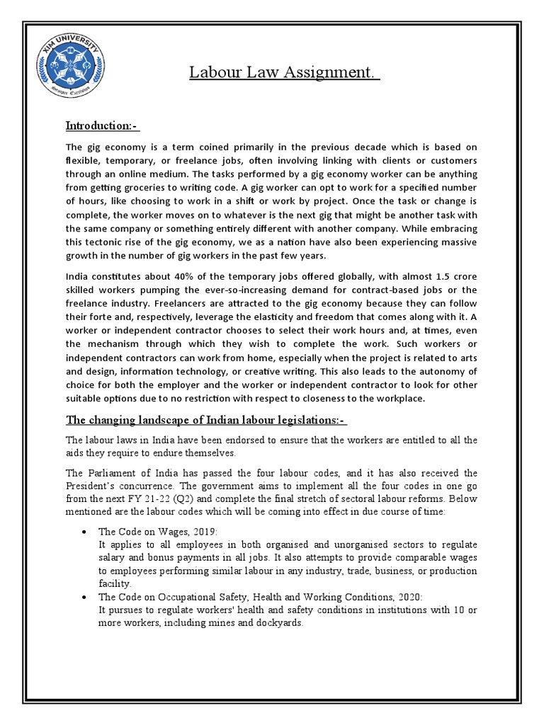 Labour Law Assignment | PDF | Employment | Labour Law