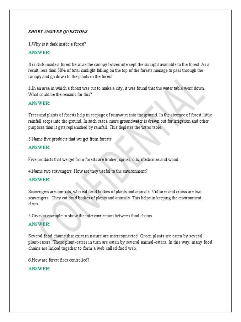 Forest Conservation: Key Questions & Answers | PDF | Soil | Food Web