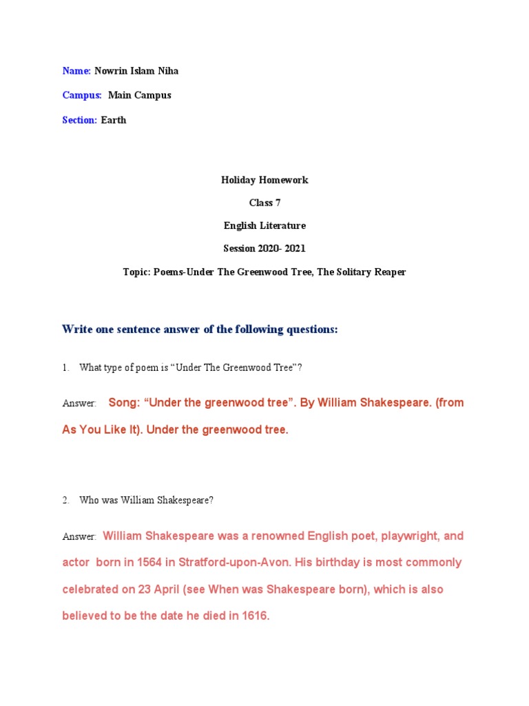 Nowrin Islam Niha - Holiday Homework | PDF | Art