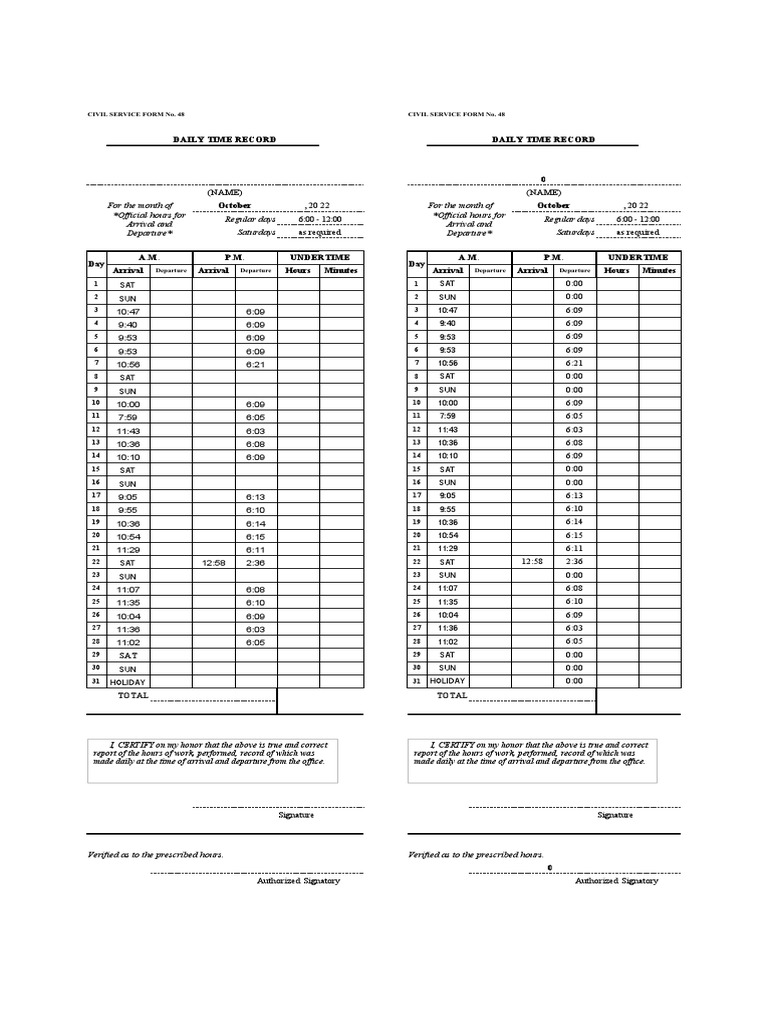 DTR Template | PDF | Signature | Authentication