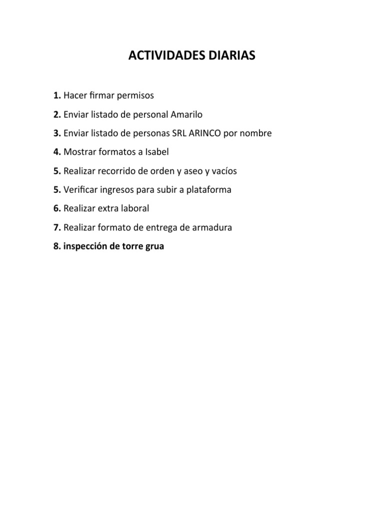 Actividades Diarias | PDF