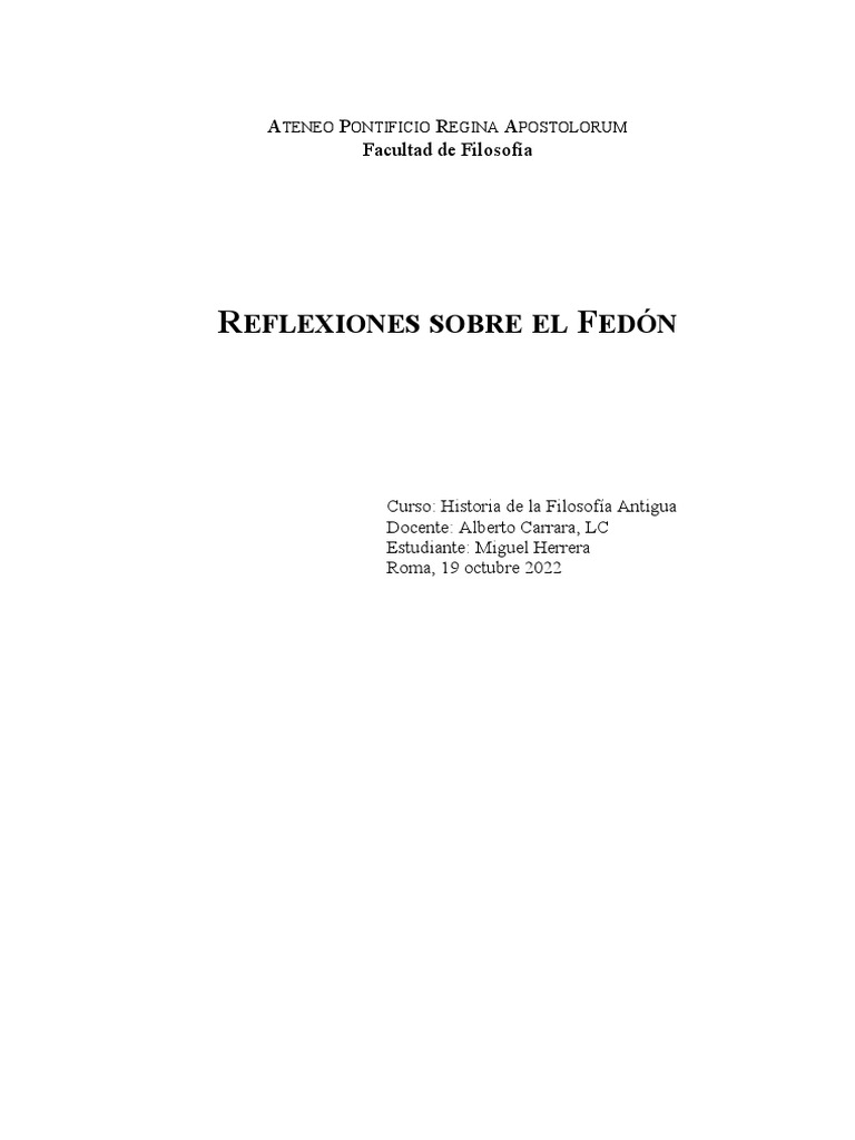 Reflexiones sobre el Fedón de Platón | PDF | Platón | Sócrates
