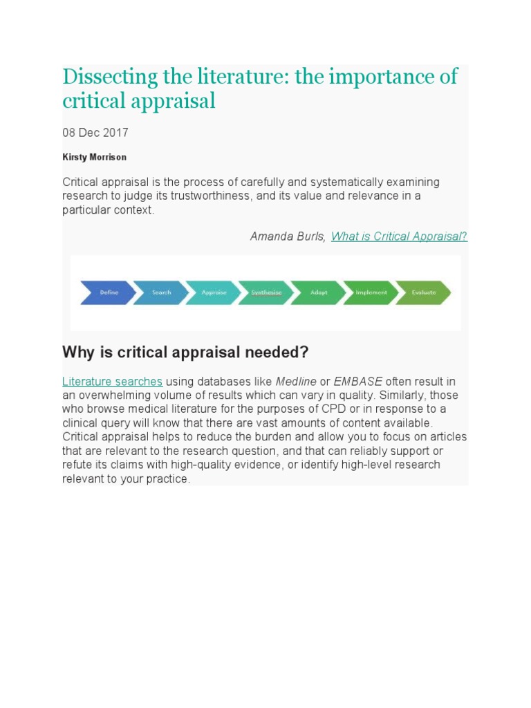 Importance of Critical Appraisal in Research | PDF