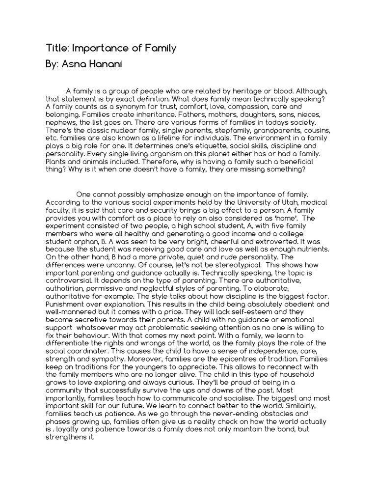 Importance of Family | PDF | Family | Parenting