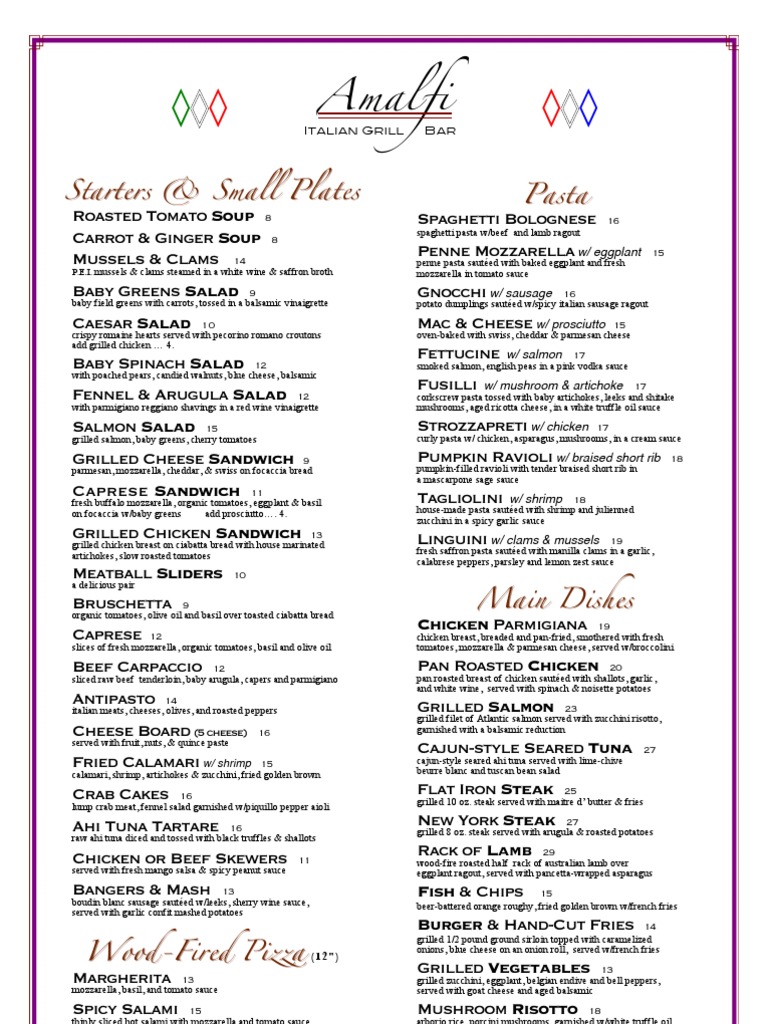 Amalfi Dinner | PDF | Tomato Sauce | Salad